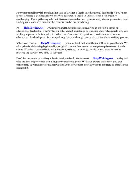 Sample Thesis On Educational Leadership Pdf Thesis Leadership