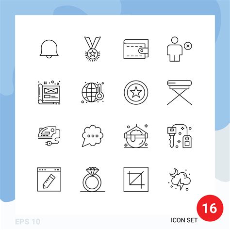 Editable Vector Line Pack Of 16 Simple Outlines Of Art Human Ribbon Delete Avatar Editable