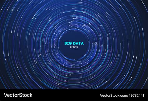 Circular Data Swirl On Dark Blue Technology Vector Image