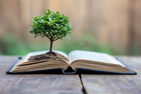 Tree Growing From An Open Book Symbolizing The Growth Of Knowledge And Ideas Stock Illustration