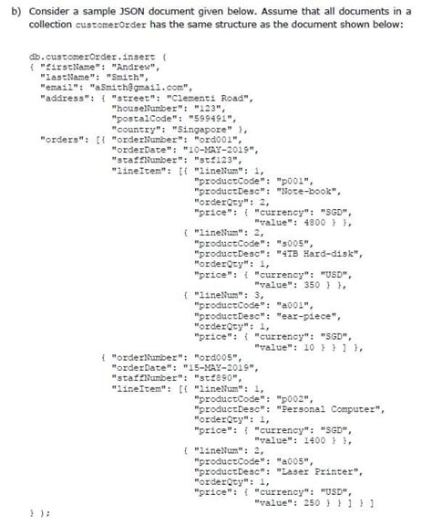 Solved Consider A Sample Json Document Given Below Assume