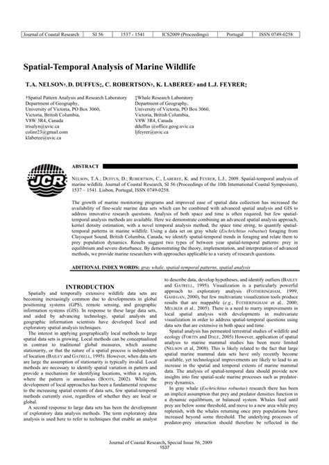 Pdf Spatial Temporal Analysis Of Marine Wildlife