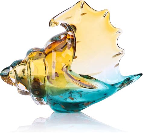 Xmgzq Hand Blown Glass Conch Statuesea Glass Art Figurine