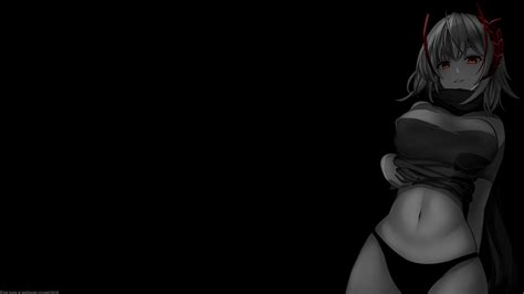 Belly Belly Button Big Boobs Selective Coloring Black Background
