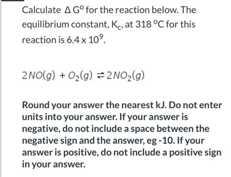 Solved Calculate ΔG for the reaction below The equilibrium Chegg