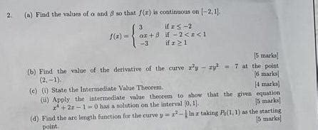 Solved a Find the values of α and β so that f x is Chegg com