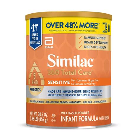 Similac 360 Total Care Sensitive Infant Formula Powder With 5 Hmo Prebiotics Shop Formula At H E B