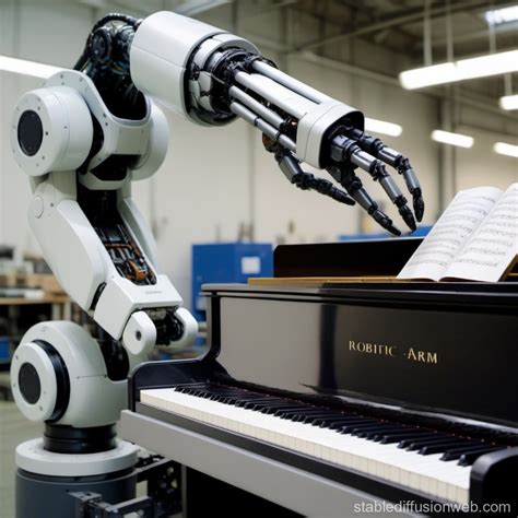 Robotic Arm In Factory Plays Piano Stable Diffusion Online
