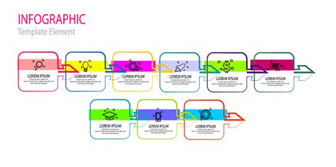 Vector Infographic Thin Line Arrow Design With Icons Template Stock
