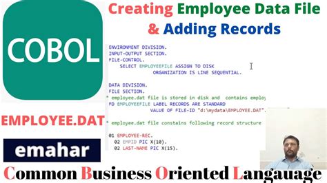 Creating Employee Data File And Adding Records Cobol Youtube