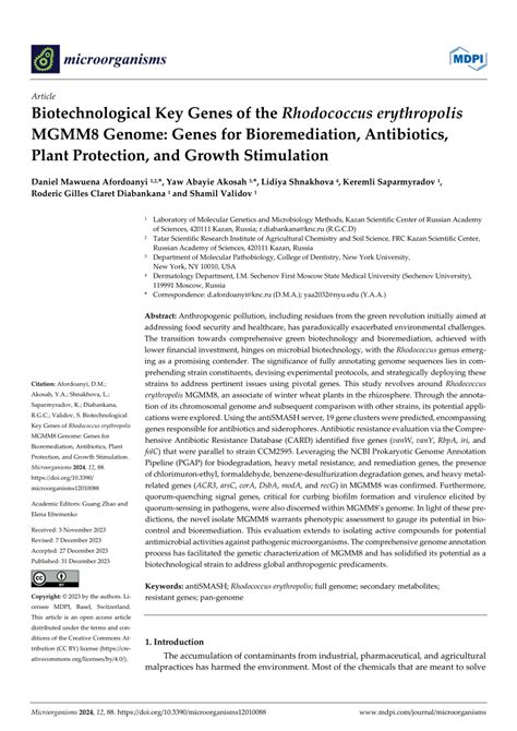 Pdf Biotechnological Key Genes Of The Rhodococcus Erythropolis Mgmm8