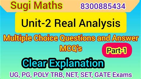 Unit 2 Real Analysis Multiple Choice Questions And Answer Part 1 Ug And Pg Trb Maths Youtube