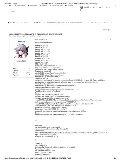 Oscp Medtech And Oscp C Challenge Writeup Free Breachforums 1 Pdf Pdf Windows Registry