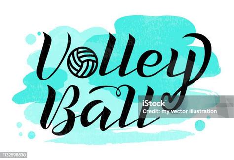 흰색 바탕에 배구 블랙 레터링 벡터 일러스트 레이 션 배구 서 예 스포츠 피트 니스 활동 벡터 디자인입니다 로고 티셔츠 깃발