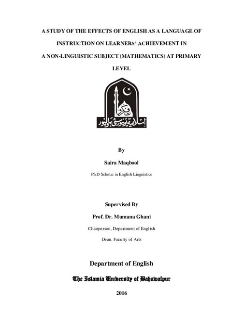 pdf the effects of english as a language of instruction on learners