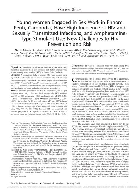 Pdf Young Women Engaged In Sex Work In Phnom Penh Cambodia Have High Incidence Of Hiv And