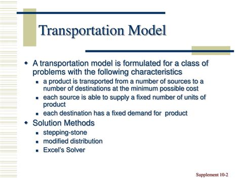 Ppt Operational Decision Making Tools Transportation Model