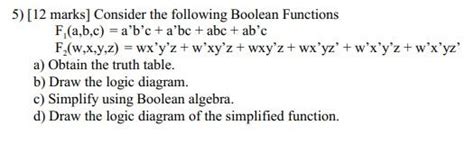 Solved Marks Consider The Following Boolean Chegg