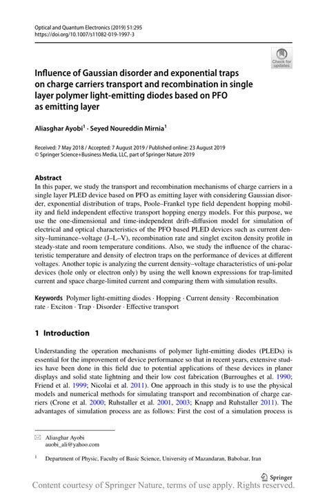 Influence Of Gaussian Disorder And Exponential Traps On Charge Carriers Transport And