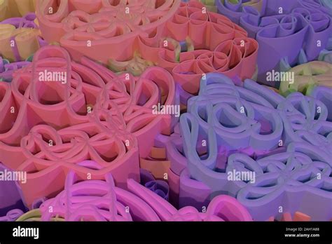 Messy Colorful Curve Geometric Lines For Design Texture Or Title Background 3d Render Stock