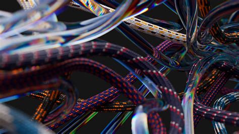 활선과 로프는 무작위로 움직이고 비틀고 풉니다 검은색 격리된 배경입니다 무지개 색입니다 3d 그림입니다 0명에 대한 스톡 사진 및 기타 이미지 Istock