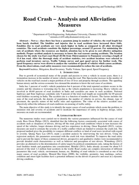 Road Crash Analysis And Alleviation Measures Pdf Traffic