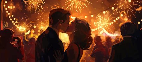 A Couple Kisses Under A Display Of Fireworks At A Night Party Premium Ai Generated Psd
