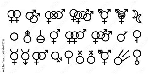 Lgbt Symbols For Bisexual Bigender Intergender Lgbt Gender Signs Set