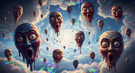Surreal Sky Of Screaming Faces Stock Illustration Illustration Of