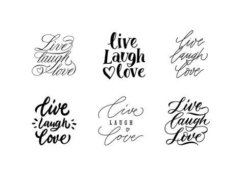 Live Laugh Love Lettering Inspirational Calligraphy Font Slogan For