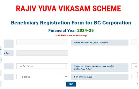Rajiv Yuva Vikasam Online Application Form Latest Updates
