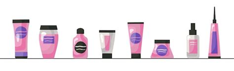 스킨케어 제품의 유기농 화장품 세트 프리미엄 벡터