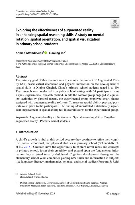 Pdf Exploring The Effectiveness Of Augmented Reality In Enhancing