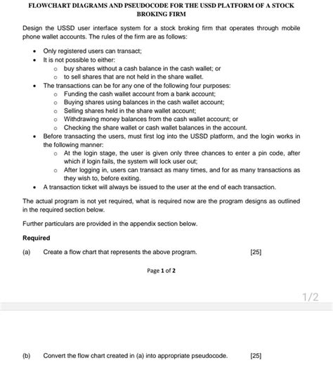 Solved Flowchart Diagrams And Pseudocode For The Ussd