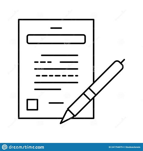 Agreement Signing Line Icon Vector Illustration Stock Vector