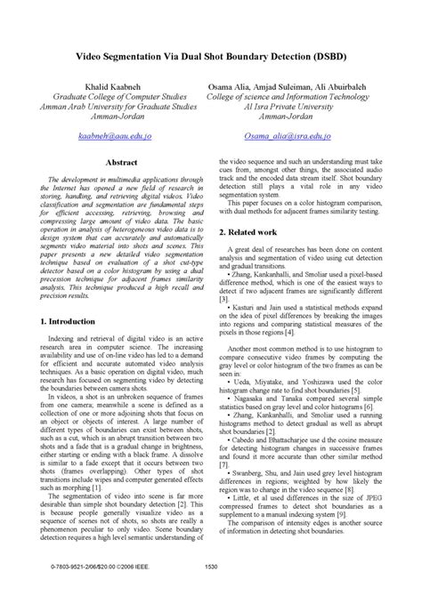 Pdf Video Segmentation Via Dual Shot Boundary Detection Dsbd