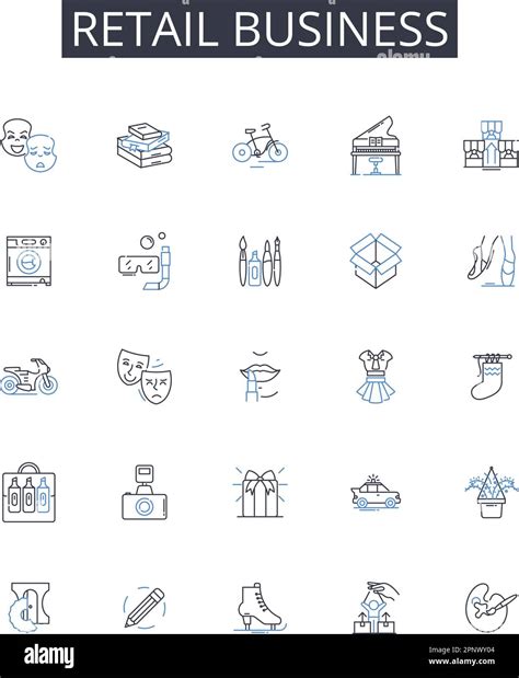 retail business line icons collection analysis calculus computation