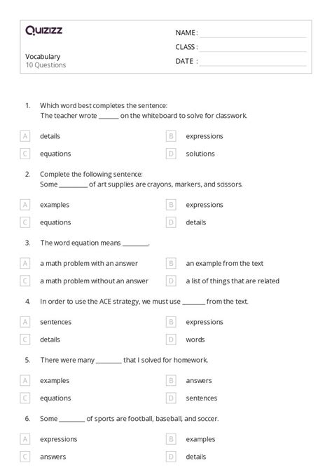 50 Writing Equations Worksheets For 3rd Class On Quizizz Free