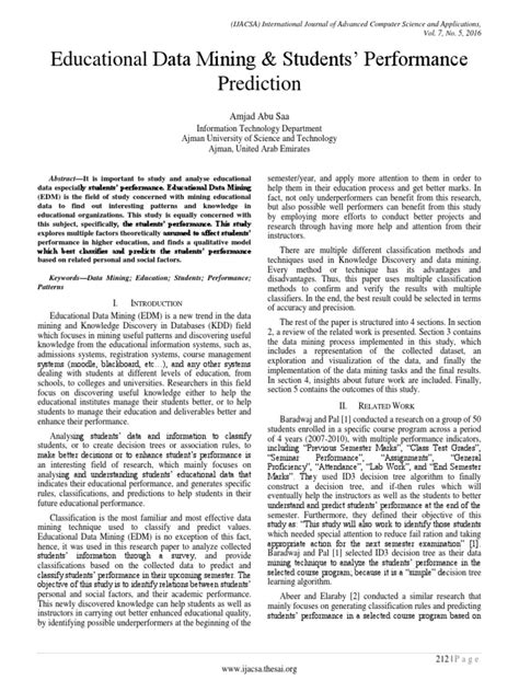 Paper 31 Educational Data Mining Students Performance Prediction Pdf