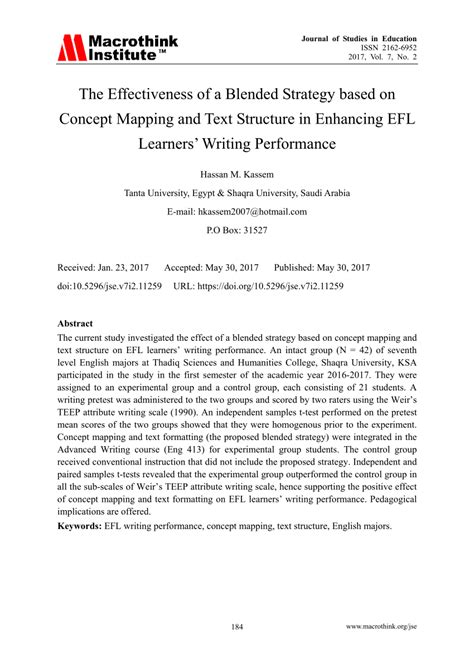 Pdf The Effectiveness Of A Blended Strategy Based On Concept Mapping And Text Structure In