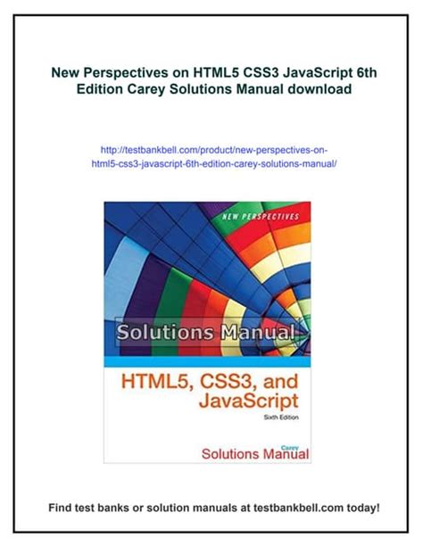 New Perspectives On Html5 Css3 Javascript 6th Edition Carey Solutions Manual Pdf