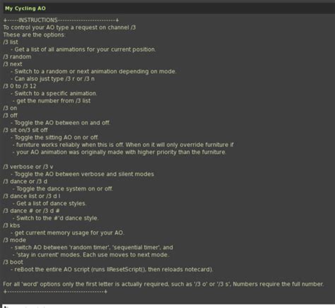 Second Life Marketplace Cycling Animation Override Script Modern Zhao Replacement W