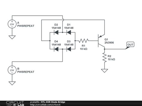 Xor With Rtl And Diode Bridge Circuitlab