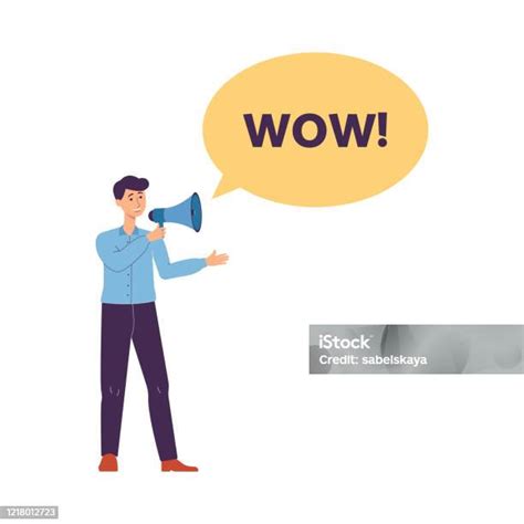 남자는 라우드 스피커에서 외치는 와우 판매 배너 평면 벡터 일러스트 격리 가격에 대한 스톡 벡터 아트 및 기타 이미지 가격 간판 개성 개념 Istock