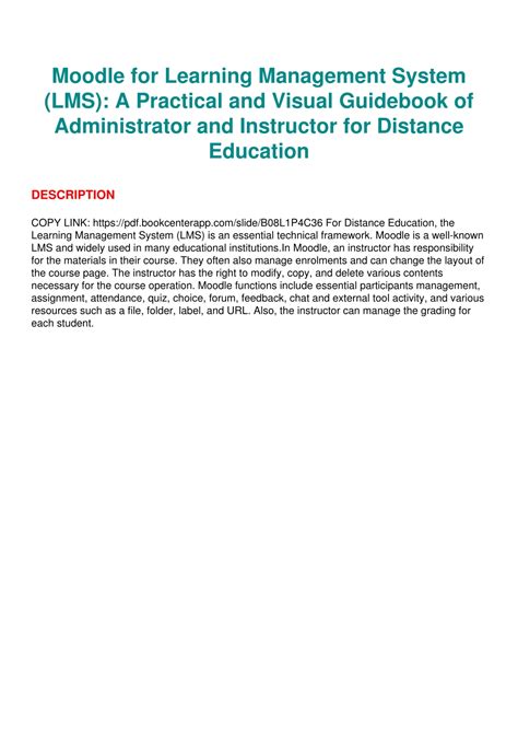 ppt pdf download moodle for learning management system lms a