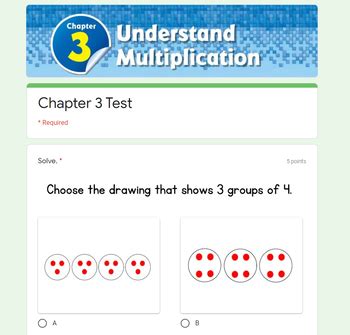 Go Math Rd Grade Chapter Tests Understand Multiplication Distance Learning