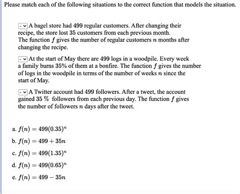 solved please match each of the following situations to the