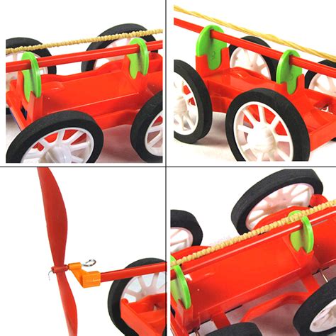 科技小制作橡皮筋动力车旋风实验车青少年手工课竞技比赛推荐器材 阿里巴巴