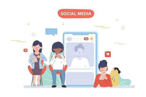 Premium Vector People Using Mobile Phone For Social Media Network