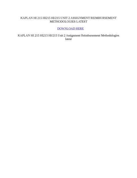 Kaplan Hi215 Unit 2 Assignment Reimbursement Methodologies Latest By Tara Issuu